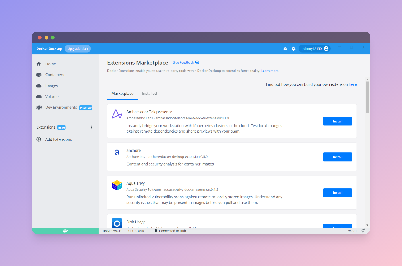 Docker Desktop的新功能 - Extensions